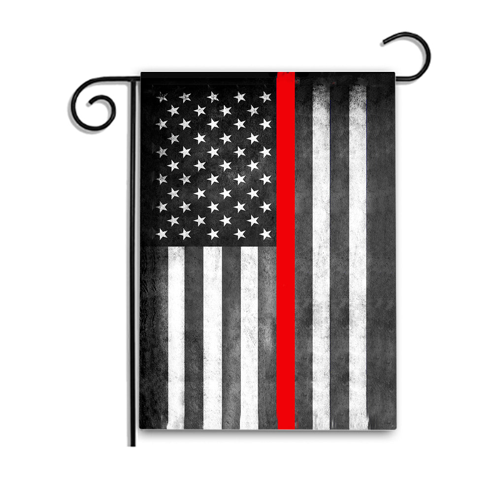 Firefighter Double Sided Thin Red Line American Flag Garden Flag ...