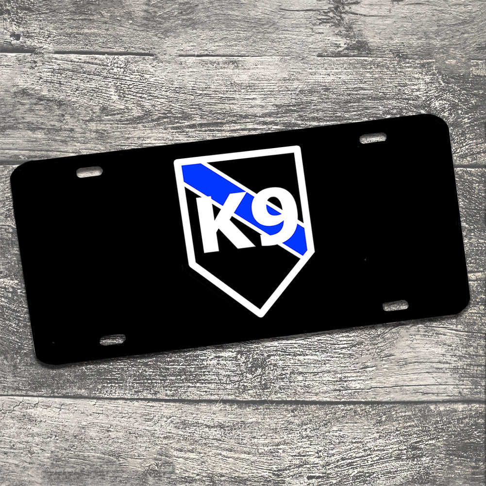 Police or Deputy Thin Blue Line K9 Emblem Design Aluminum License Plat ...