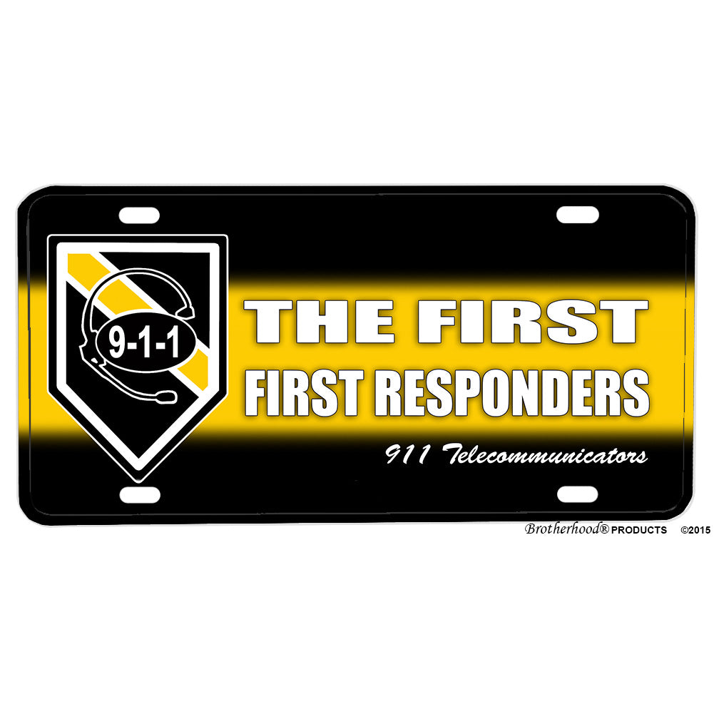 Thin Yellow Line First Responders Aluminum License Plate – abrotherhood