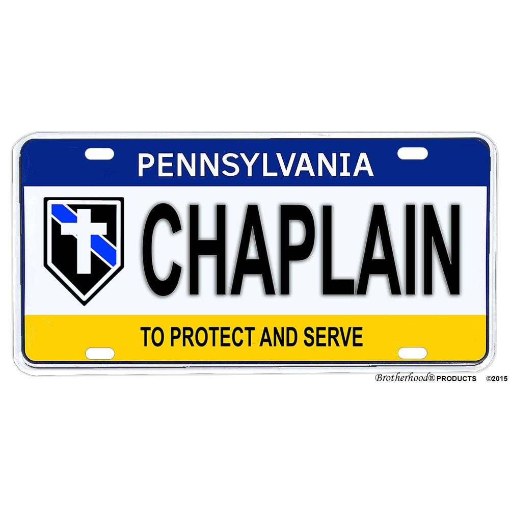 Police Sheriff Chaplain Pennsylvania Design License Plate – abrotherhood