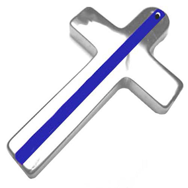 Tungsten Law Enforcement Thin Blue Line Cross Pendant – abrotherhood