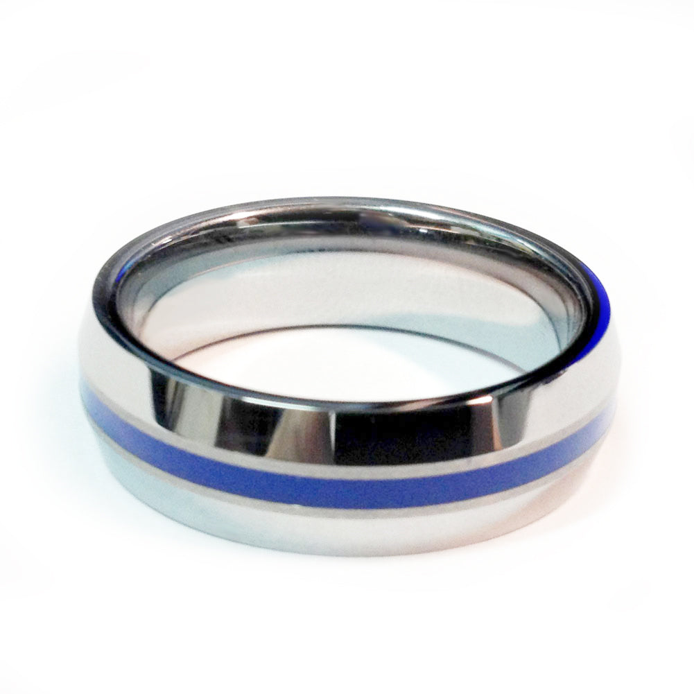 Thin Blue Line Police Ring Tungsten Carbide | Brotherhood Bands ...