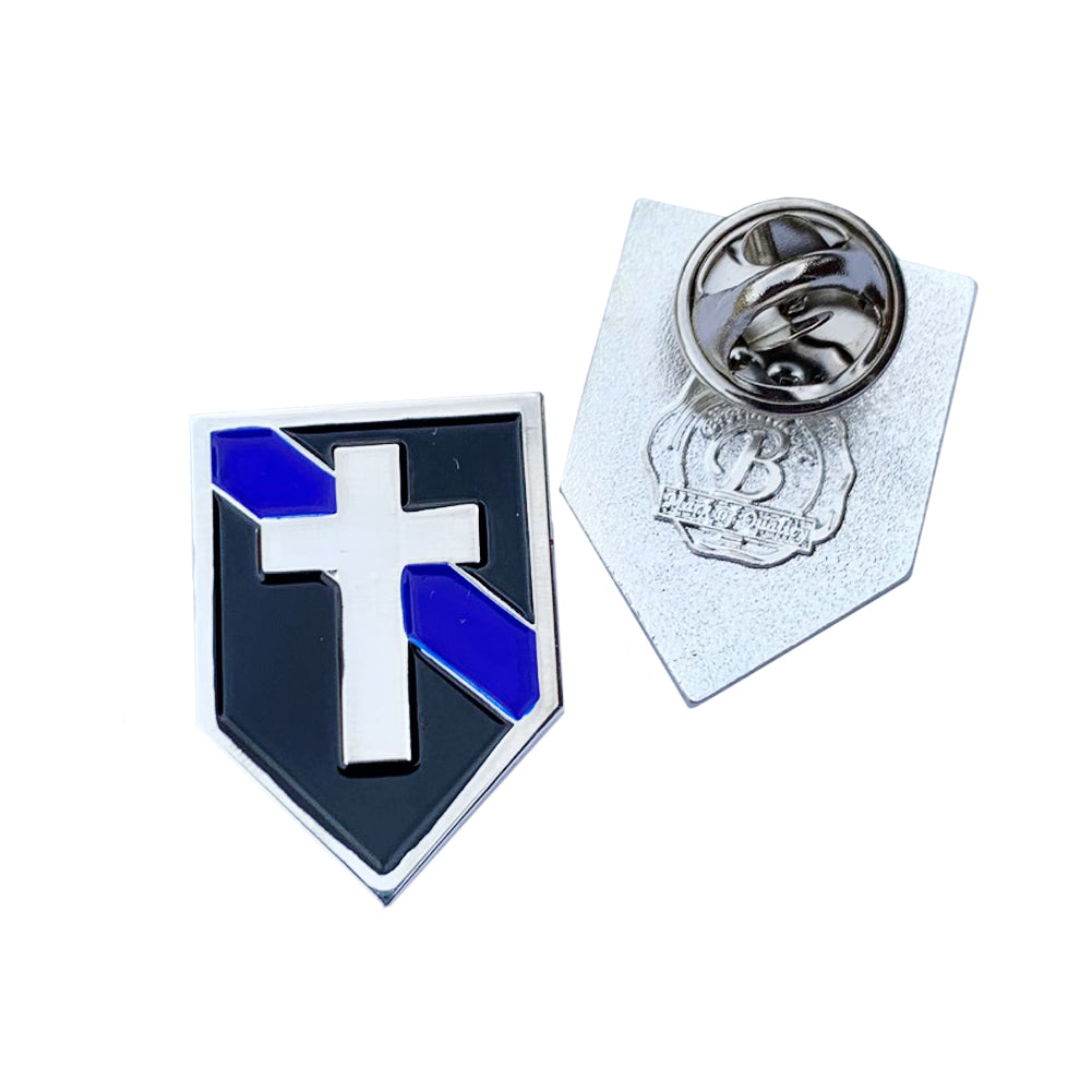 Thin Blue Line Police Chaplains Christian Cross Lapel Pin – abrotherhood