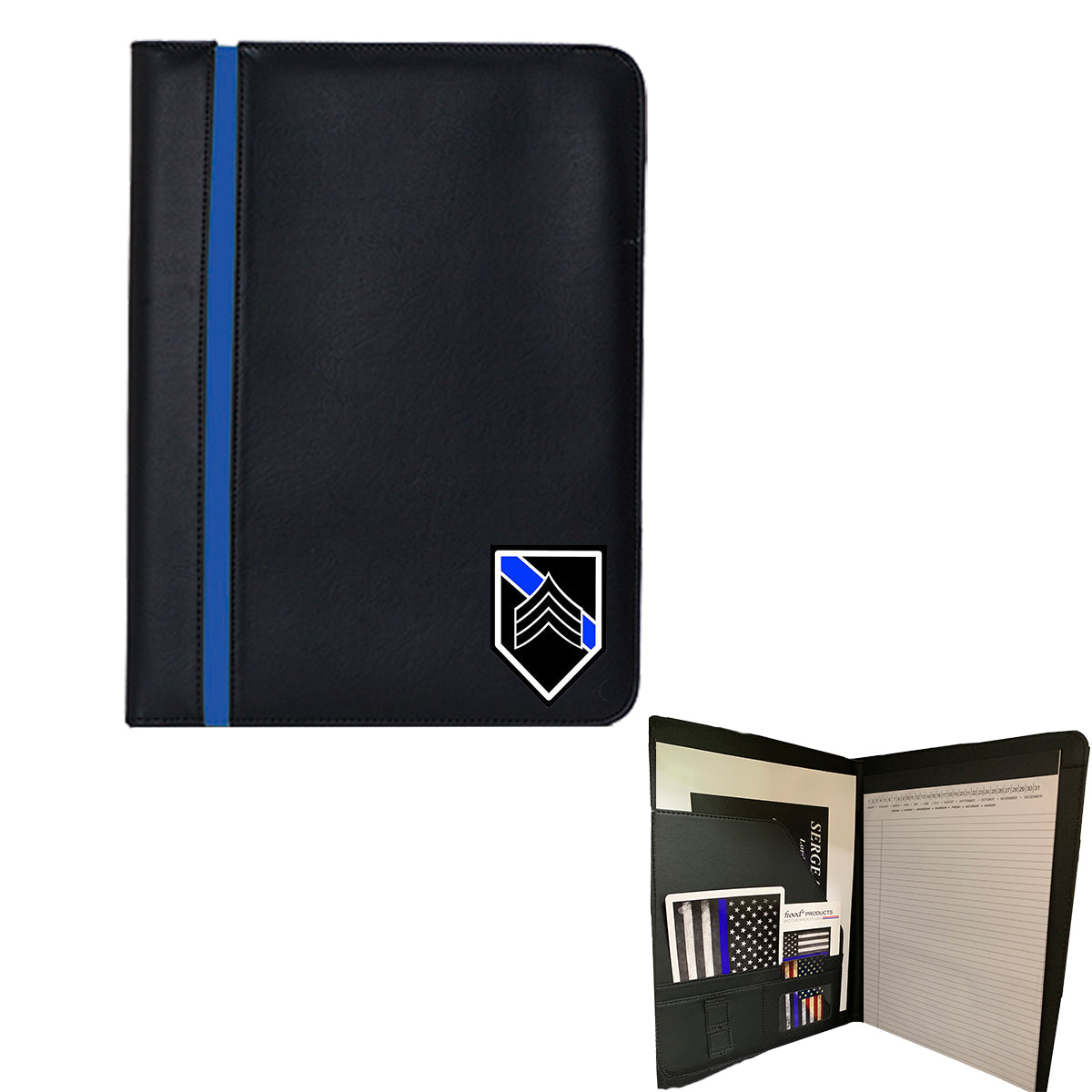 Thin Blue Line Sergeant Police Officer Padfolio Memo Pad Holder Bundle ...